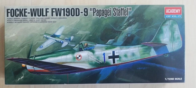 ACADEMY FOCKE-WULF FW 190D-9 "Papagei Staffel", Rar! 1/72. Hübsch. Text ...