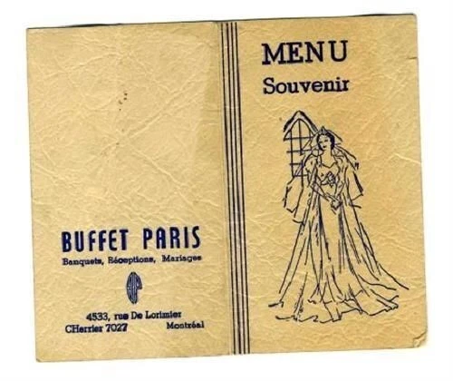 BUFFET PARIS WEDDING Souvenir Menu Montreal Quebec 1945 Canada EUR 27 ...