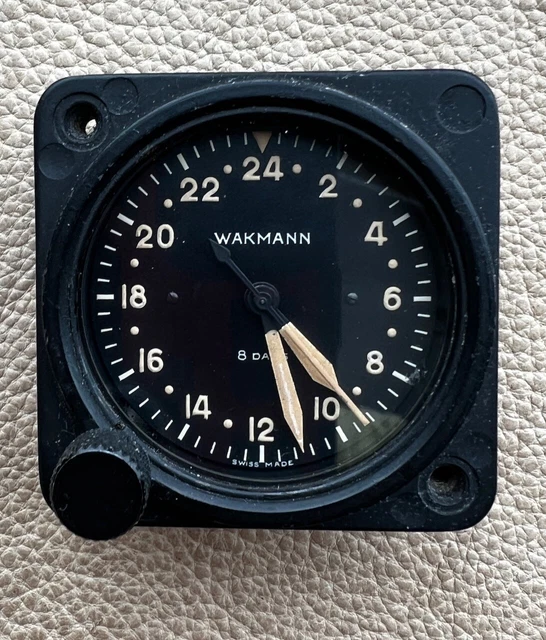 WAKMANN 24 HOUR Military Aircraft Cockpit Clock Vietnam Era 2-1/4" Form ...