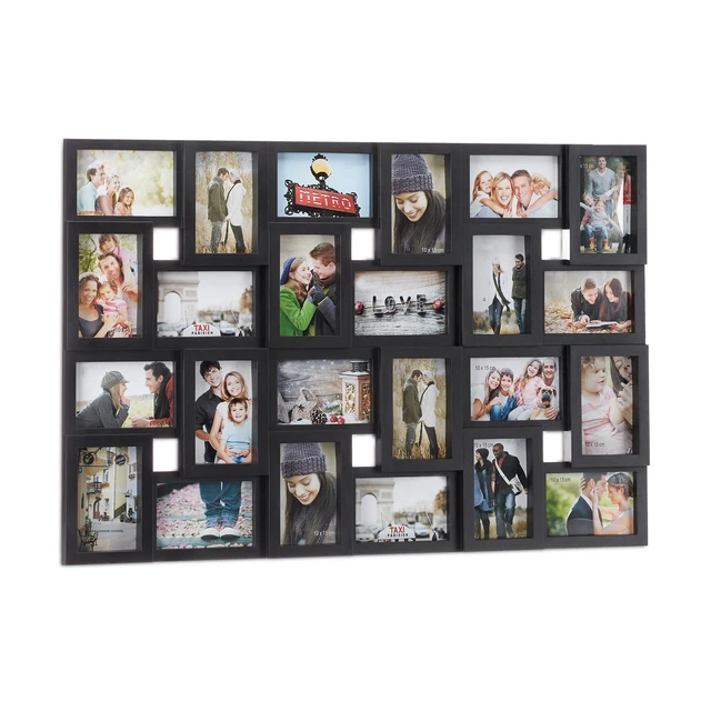 CADRE PHOTOS PÊLE-MÊLE 24 photos Galerie cadre mural 10x15 collage DIY vertical EUR 39,99 ...