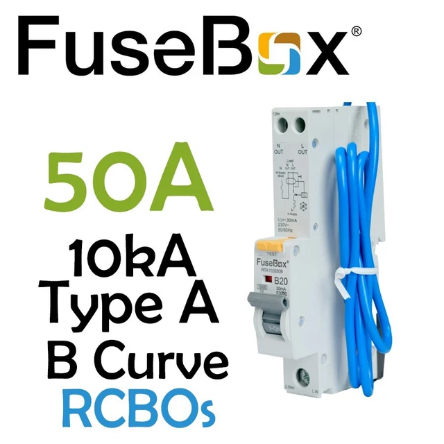 FUSEBOX - 50A 10kA 30mA B Curve Type A RCBO RTA105030B £24.79 - PicClick UK