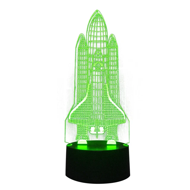 3D SPACE ROCKET Night Light 7-Color Changing LED Table Lamp W/ Remote ...