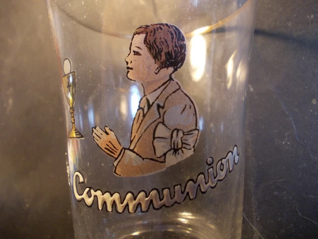 1950 VERRE ÉMAILLÉ Premier Communiant Communion solennelle Messe Eglise Foi EUR 7,00 - PicClick FR