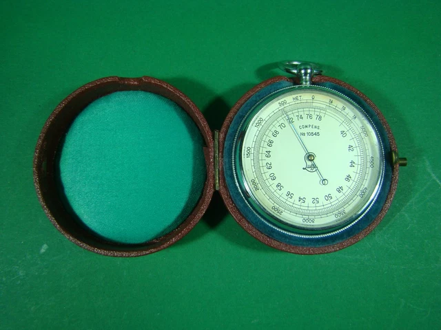 ANTIQUE GERMAN LUFFT Pocket Altimeter Barometer in Leather Case £132.77 ...