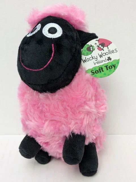 WACKY WOOLLIES IRELAND Plush Lovable Pink Sheep 6" Soft Fluffy Toy With ...