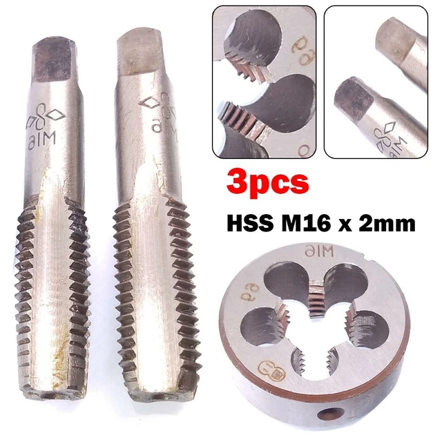 TAP AND DIE Set M16 X 2mm Tap Die 3pc 3pcs 89mm High Speed Steel Plug ...