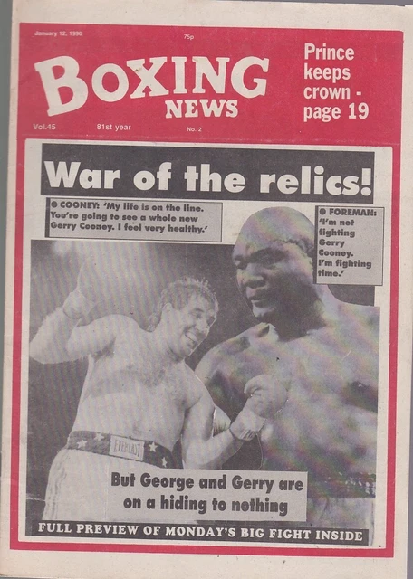 BOXING NEWS 12 Jan 1990 - Gerry Cooney v George Foreman, Prince Charles ...