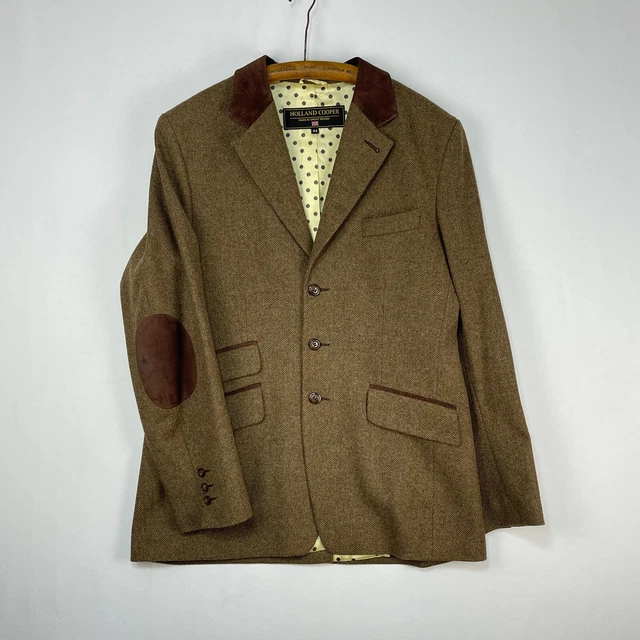 HOLLAND COOPER TWEED Jacket Men's Size 44 Brown Herringbone Wool ...