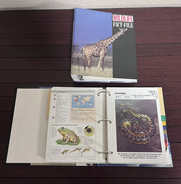 WILDLIFE FACT FILE Educational Two Binders 90’s Huge Lot Cards w ...