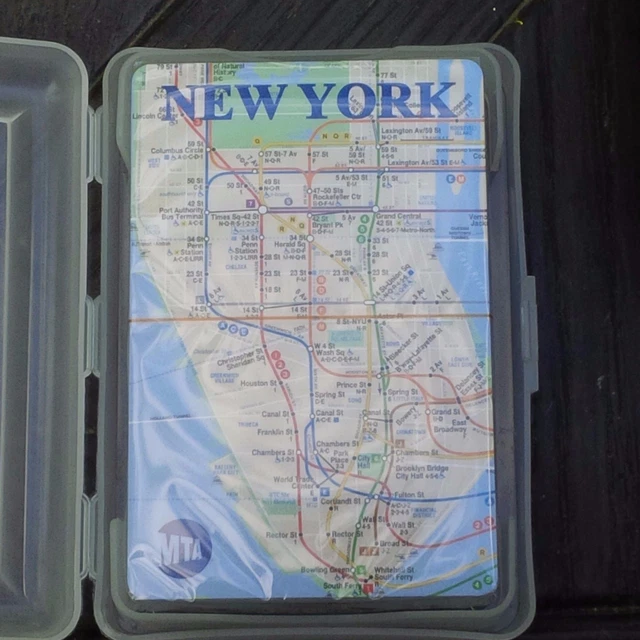 NEW YORK MTA Subway Train Map White Playing Cards Souvenir Storage Case ...