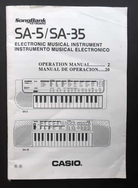 CASIO MANUAL BOOKLET for Keyboard SA-5 / SA-35 £2.24 - PicClick UK