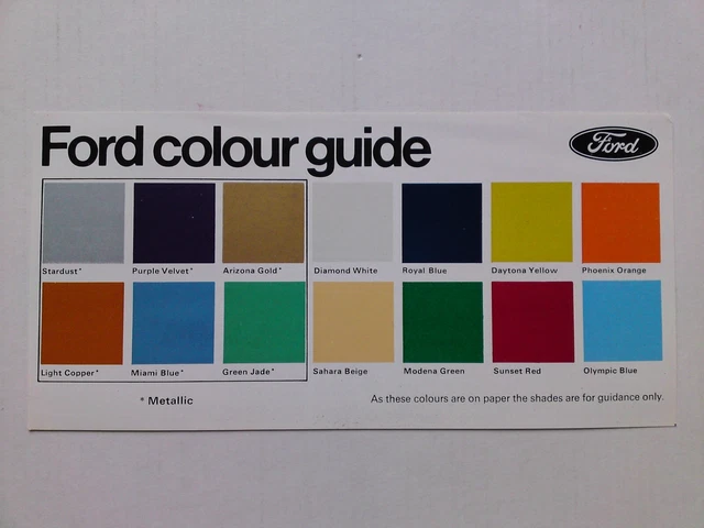 Ford Colour Guide Chart Rare August 1974 Earls Court Motor Show 1974 Vgc £750 Picclick Uk
