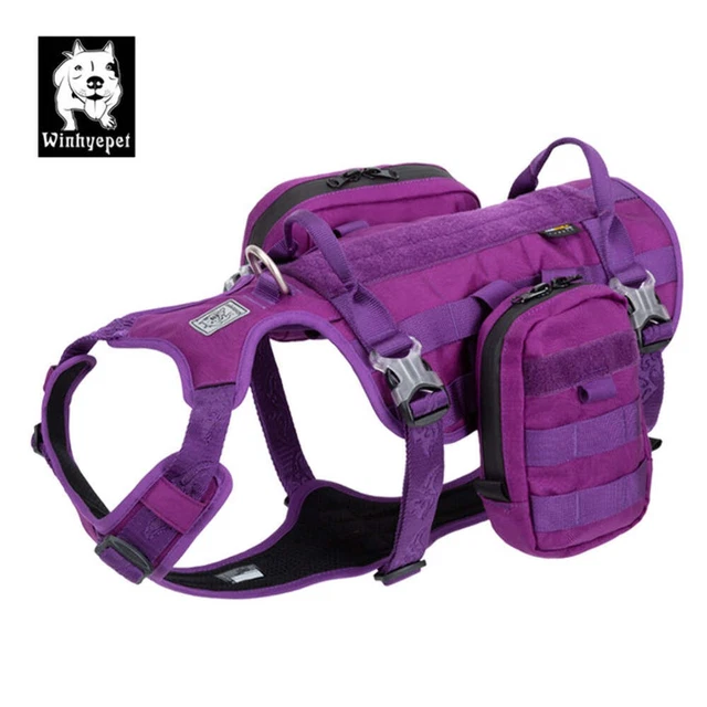 WHINHYEPET MILITARY DOG Harness Backpack Purple M Tactical Training ...