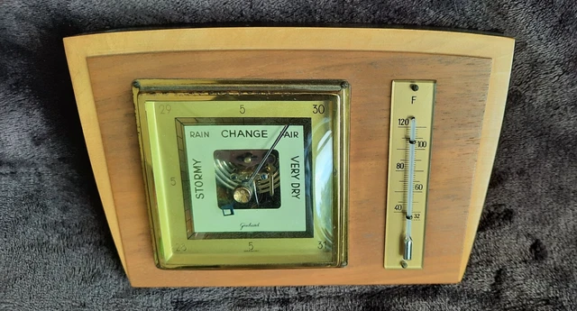 VINTAGE GISCHARD CASED Aneroid Barometer & Thermometer 1960s 1970s £3. ...