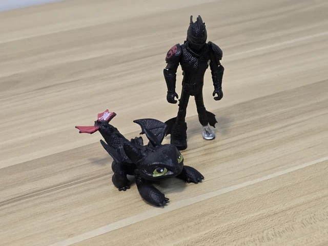 HOW TO TRAIN YOUR DRAGON HICCUP BLACK ARMOR FIGURE + Mini Toothless ...