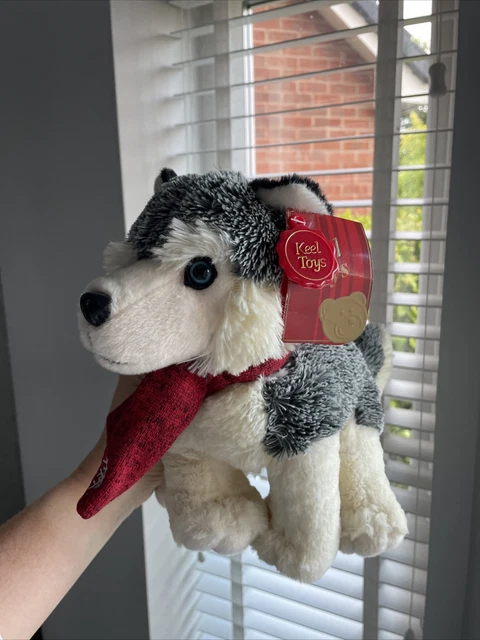 KEEL TOYS HUSKY Dog Soft Toy Plush with red scarf 25cm tagged vgc £15.00 - PicClick UK