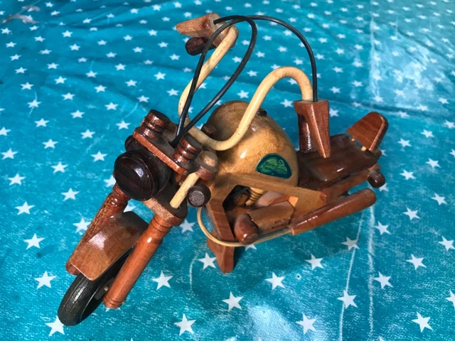RARE & VINTAGE handcrafted Wooden Harley Davidson Motorcycle Model Bike ...