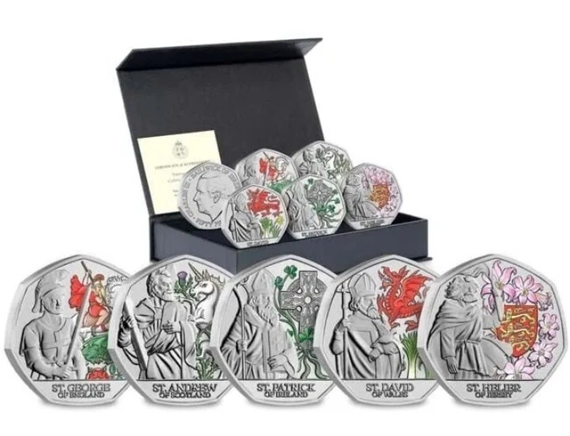 COLOURED 50P COIN Set 2024 Patron Saints Of Britain Collection (5 Coins ...