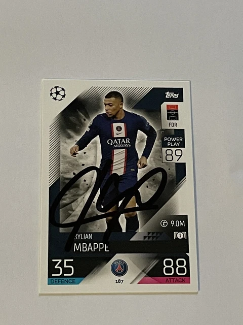 MATCH ATTAX 2022/23 Kylian Mbappe Hand Signed Base Card No 187 Great ...