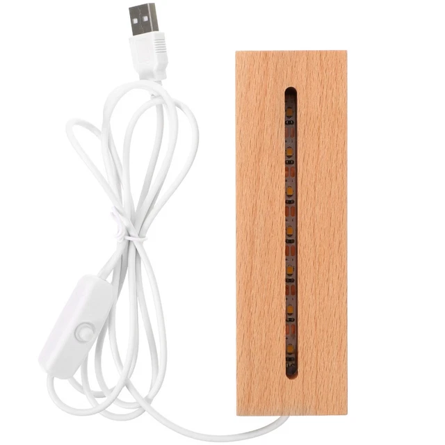 WARM LIGHT WOODEN Night Light LED Light Display Acrylic Art Stand Lamp ...