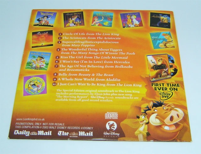 THE LION KING And Friends Special Edition Disney Songs CD Daily Mail ...
