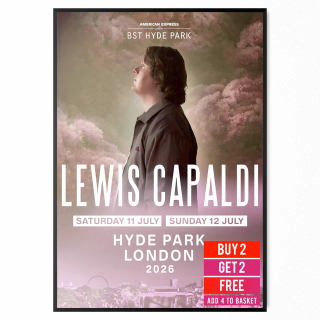 LEWIS CAPALDI HYDE PARK LONDON 2026 POSTER Gig Live Concert Poster A5 ...
