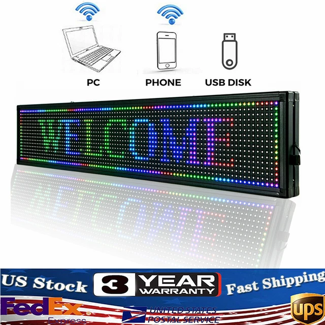 40&X8& LED SCROLLING Sign Programble Digital Advertising 7-Color ...