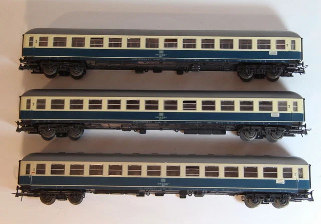 ROCO 44390 3-TLG. Konvolut Schnellzugwagen Bm234 blau/beige DB Ep. IV ...