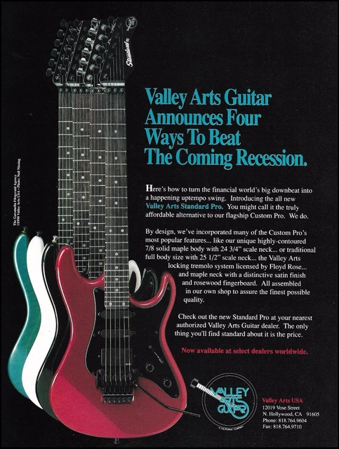 VALLEY ARTS STANDARD Pro Series electric guitar advertisement 1991 ad ...