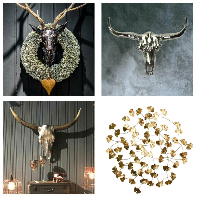 CORNA TESTA TORO Teschio di Bue Cervo Decorazione Parete Quadro su Tela ...