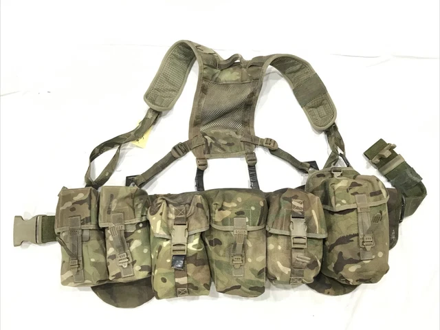 GENUINE BRITISH ARMY PLCE MTP Webbing Belt Yoke Webbing + 7 Pouches G1 ...