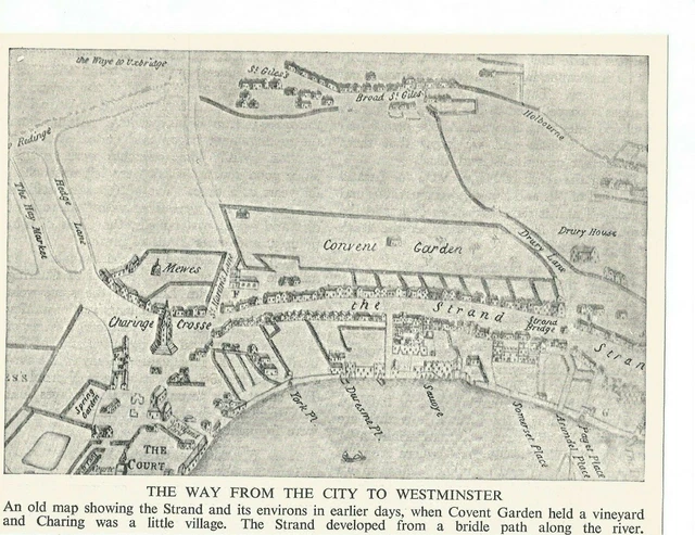 ENGLAND LONDON MAP West City To Westminster Strand Covent Garden Clip ...