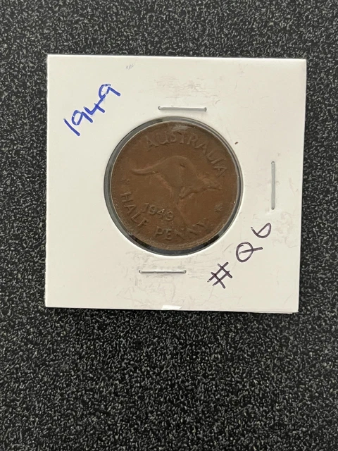 🐞1949 AUSTRALIAN HALF Penny 🐞Coin Lovely 1/2P King George V1 #Q6🐞 $2.95 ...