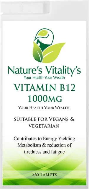 VITAMIN B12 365 Tablets Pure Methylcobalamin 1000mcg Supports Fatigue Tiredness £12.88 - PicClick UK
