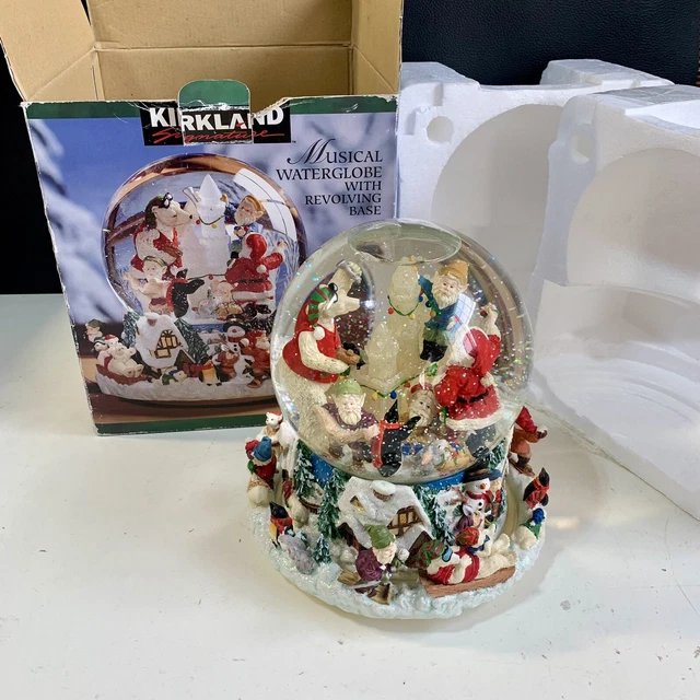 KIRKLAND SIGNATURE VINTAGE Musical Water Globe Revolving Base Christmas ...