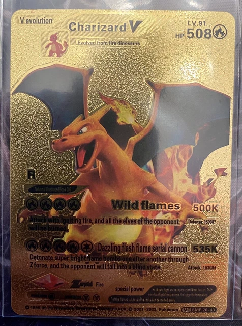 POKÉMON CHARIZARD V And Charizard Vmax Gold Foil Fan Art Lot of 3 Cards ...