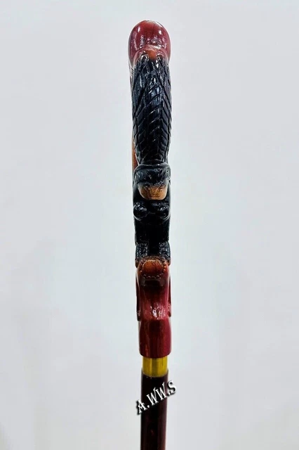 VINTAGE WALKING CANE Traditional Wooden Walking Stick Angel Design ...