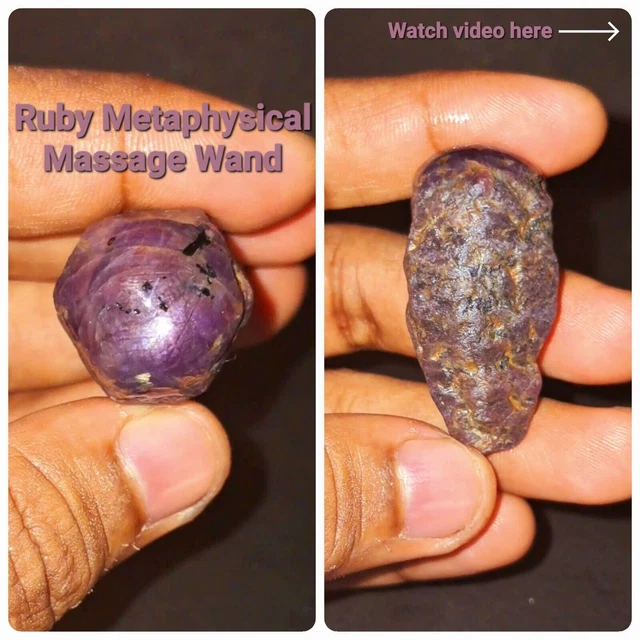 STAR RUBY RARE 213.00 Ct Violette Baguette De Massage Métaphysique ...