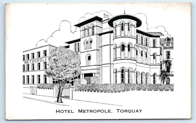 POSTCARD HOTEL METROPOLE Torquay - Line Drawing - 1938 £9.04 - PicClick UK