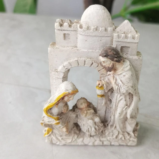 HOLY FAMILY STATUE Tabletop Display Nativity Scene Figurine for Home ...