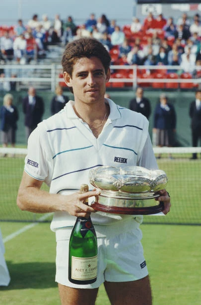 NEW ZEALAND TENNIS player Kelly Evernden pictured holding the tro - Old ...