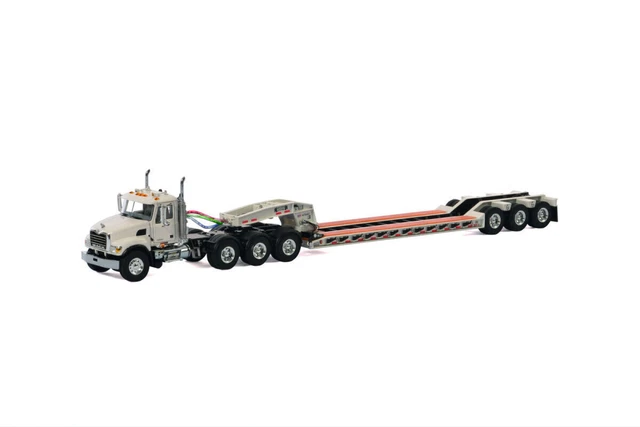 MACK GRANITE 8X4 lowboy trailer 3 axle in white ,WSI truck models ,1:50 ...