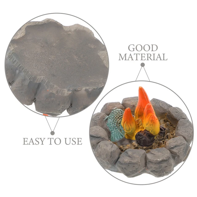 MINIATURE CAMPFIRE DOLLHOUSE Fire Pit Mini Fireplace Fake Fire Pretend ...