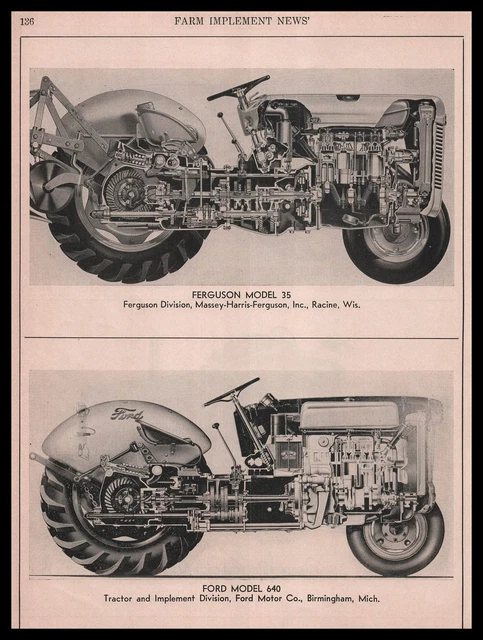 1956 FORD MODEL 640 Ferguson Model 35 Farm Tractors Cross Section View ...