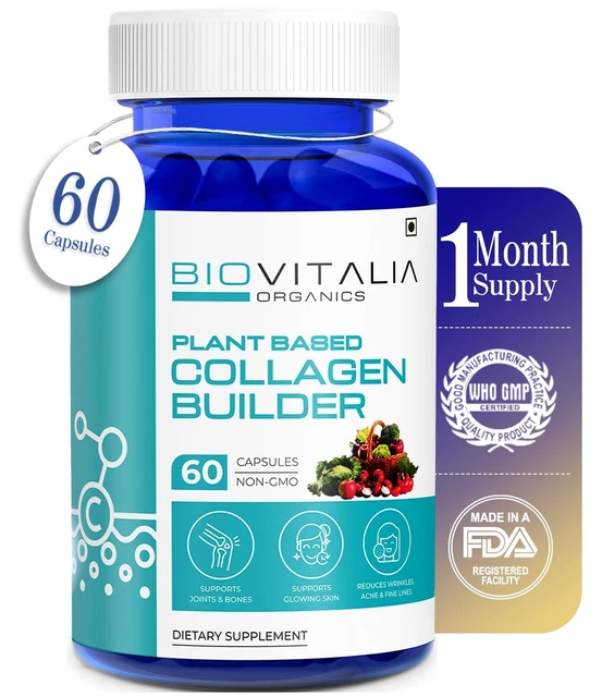 BIOVITALIA PLANT BASED Collagen Builder Capsule with Biotin & Vitamin C ...