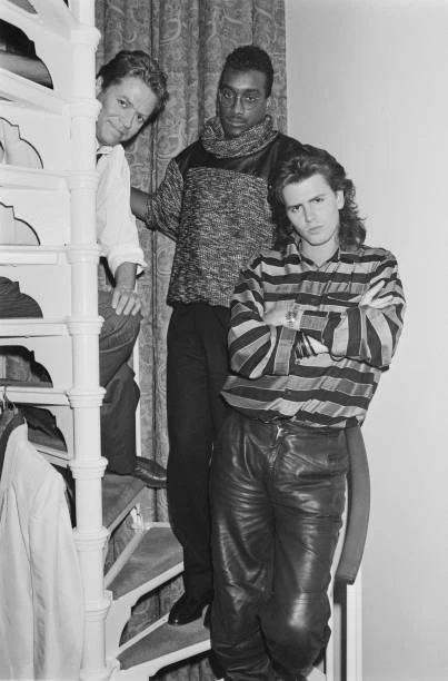 ANGLO-AMERICAN ROCK SUPERGROUP The Power Station pose on a winding ...