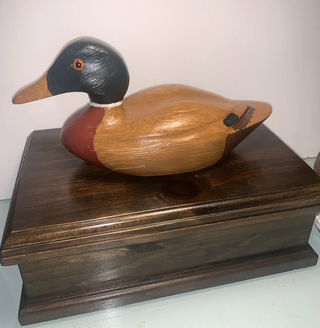 WOODEN DUCK DECOY Mallard Storage Box Shell Box Trinket Box $53.69 ...