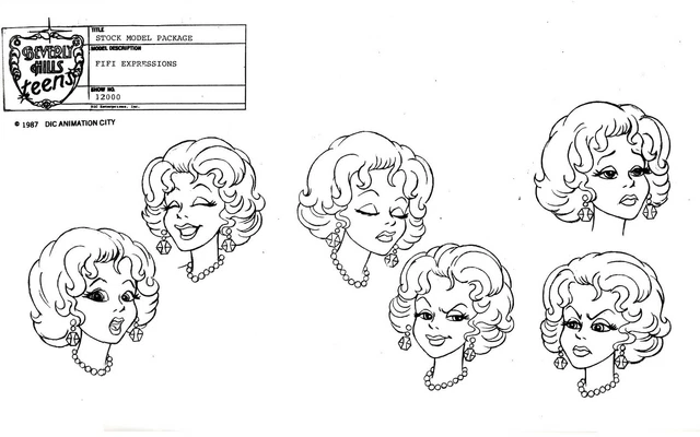 BEVERLY HILLS TEENS 1987 Production Studio Copy FIFI Model Sheet Page ...