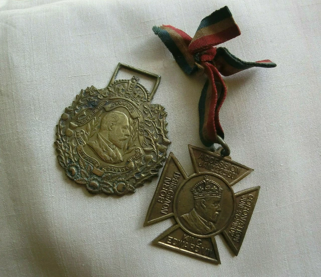 EDWARD VII RARE Empire Commemorative Medal + Mayor Coronation Medal ...