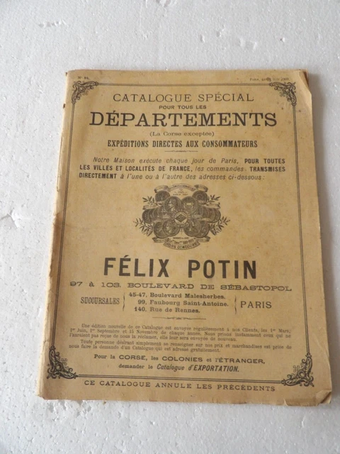 ANCIEN CATALOGUE FELIX POTIN pour tous les DEPARTEMENTS N° 84 1909 EUR ...